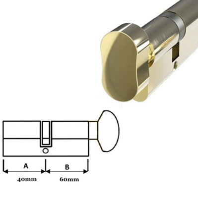 Door Lock with Keys Thumb Turn Euro Cylinder Barrel Lock Polished Brass ...