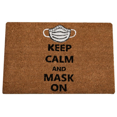 Door Mat 60 x 40cm Keep Calm Mask ON | DIY at B&Q