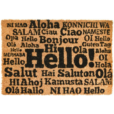 Door Mat 60 x 40cm MULTI LANGUAGE HELLO | DIY at B&Q