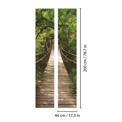 Door Mural Drawbridge Jungle Walk Decor Home Decoration Self-Adhesive ...