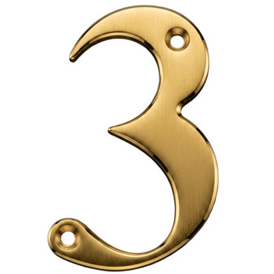 Door Number 3 in PVD Gold Finish- Screw Fix 3" Nanocoast House Number ...