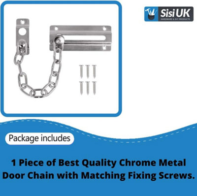Door Security Chain Lock 85 x 35mm Chrome Chain Door Guard Safety Catch ...