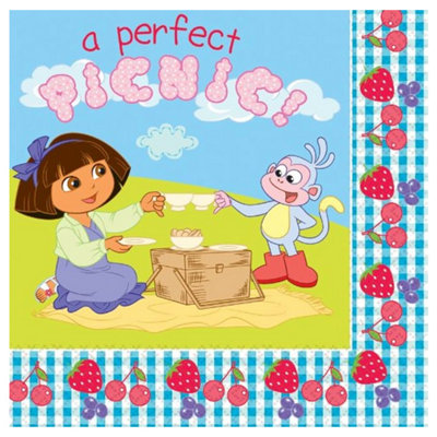 Dora The Explorer A Perfect Picnic Napkins (Pack of 16) Multicoloured ...