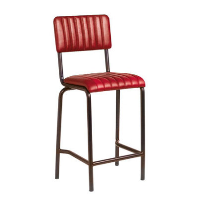 Dore Mid Bar Stool - Ribbed - Lascari Vintage Red