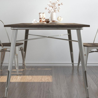 Dorel Fusion Rectangular Rustic Industrial Dining Table Antique Gun Metal Wooden