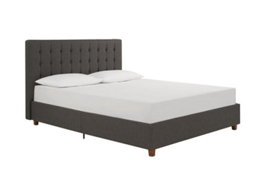 Dorel Home Emily Upholstered Bed Fabric Grey, Double