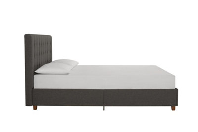 Dorel Home Emily Upholstered Bed Fabric Grey, Double