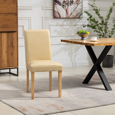 Dosenna Oval Dining Table Set with 4 Maiolo Faux Leather Chairs - Cream