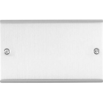 Double ANTIQUE BRASS Blanking Plate Round Edged Wall Box Chassis Hole ...