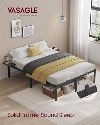 Double Bed Frame, Metal Bed Frame, with Bedside Shelves, Guest Bed ...