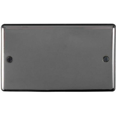 Double BLACK NICKEL Blanking Chassis Plate Round Edged Wall Box Hole ...