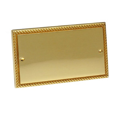 Double Blanking Plate Georgian Brass Rope 2 Gang Blank Bright Brass ...