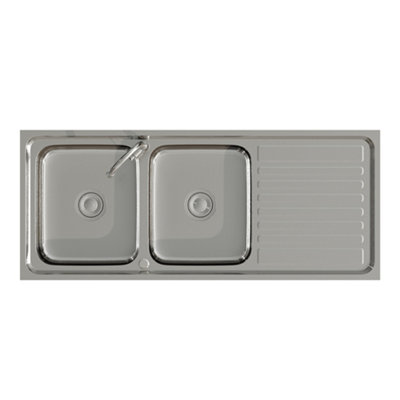 Double Bowl Commercial Catering Stainless Steel Kitchen Sink with Right ...