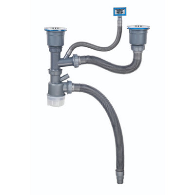 Double Bowl Stainless Steel Kitchen Sink with Drainer & Waste Pipes ...