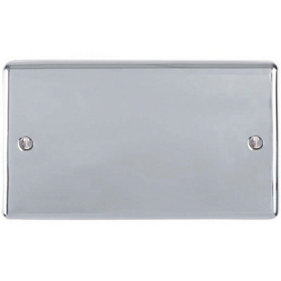 Double CHROME Blanking Chassis Plate Round Edged Wall Box Hole Cover ...