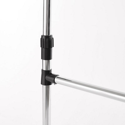 DOUBLE CLOTHES RAIL, EXTENDED TOP RAIL ADJUSTABLE HEIGHT, CHROME