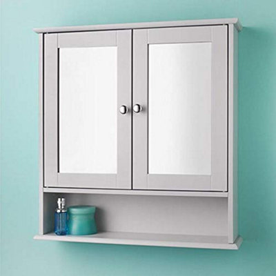 Double Door Mirrored Bathroom Cabinet Shelf - wall mounted - Stylish ...