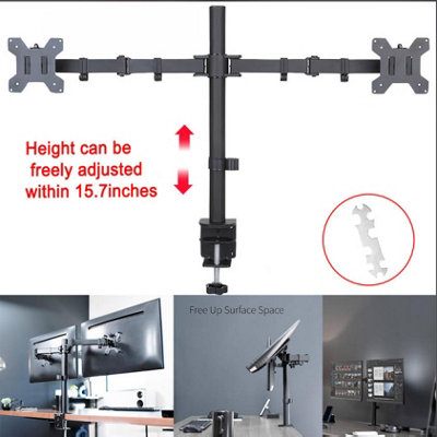Double Dual Display Computer Screen Monitor Arm Mount Desk Stand LED CC ...