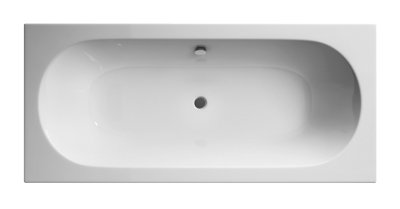 Double Ended Straight Shower Bath with Leg Set - 1700mm x 750mm (Tap ...