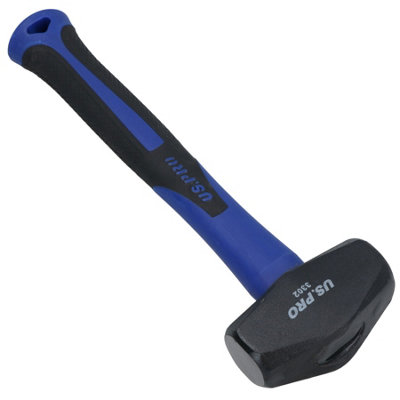 Double Face Sledge / Lump Hammer TPR Handle With Fibreglass Shaft 2lb Brick