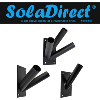 Double Flag Pole Holder - Wall Mounted Flag Pole Bracket, Powder Coated ...