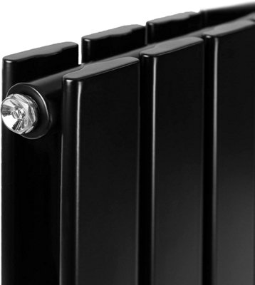 Double Flat Panel Vertical Column Radiator 600x408 mm Black by MCC Direct