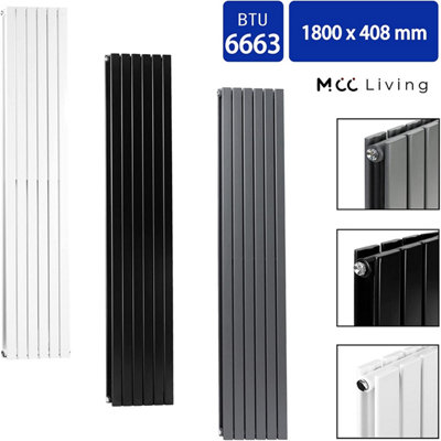 Double Flat Panel Vertical Column Radiator (H)1800mm by MCC Direct