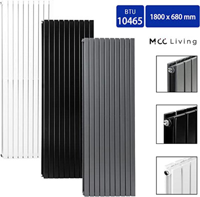 Double Flat Panel Vertical Column Radiator (H)1800mm by MCC Direct