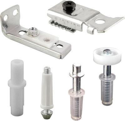 Double folding door hardware repair kit comprising top and bottom ...
