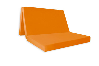 Double Folding Z Bed Tri Folding Futon Mattress Travel Camping Bed With Protective Travel Cover Orange