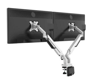 Double Gas Lift Monitor Arm White DLB852