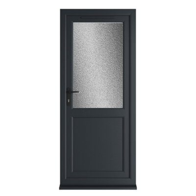 Double glazed Door Half Glass Half panel Right hand Grey/White Obscure ...