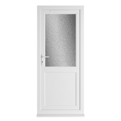 Double glazed Door Half Glass Half panel Right hand White Obscure ...