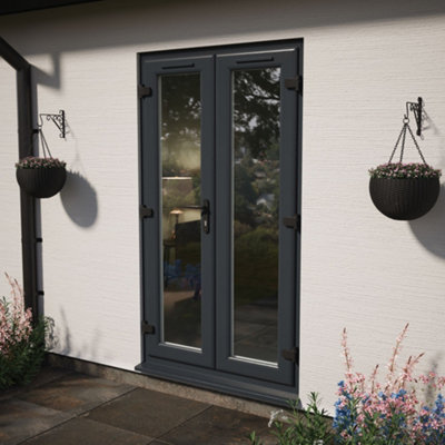 Double glazed French Door Left hand master Grey/White Clear Glazed 1290 ...