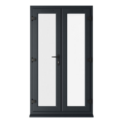 Double glazed French Door Left hand master Grey/White Clear Glazed 1290 ...