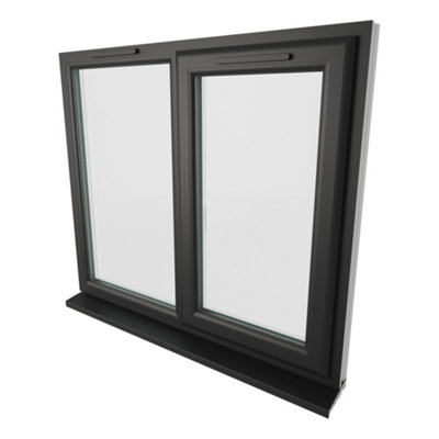 Double Glazed Window Black/White RH Side Hung Next to a Fixed Clear ...