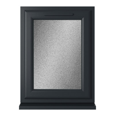 Double glazed Window Left Hand Side Hung Grey/White Obscure Glazed 610 ...