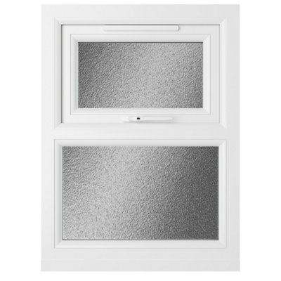 Double glazed Window Top Hung Over Fixed Light Grey/White Obscure ...