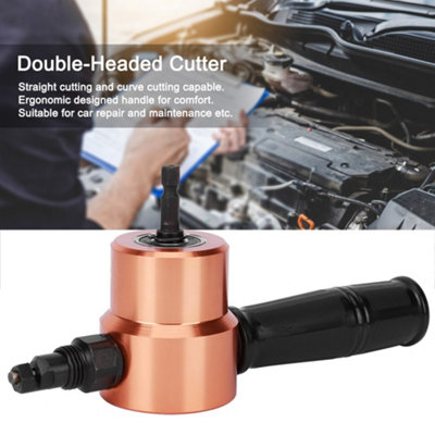 Double-Headed Sheet Metal Nibbler Drill Attachment for Cutting Power Tool