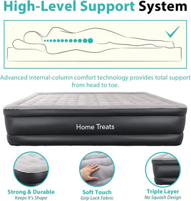 Double Inflatable Air Bed With Built In Pump Quick Inflate Camping Mattress