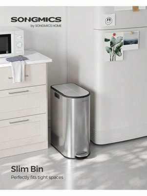 Double Kitchen Bin, 30L And 20L Dual Compartment Slim Bin For Recycling ...