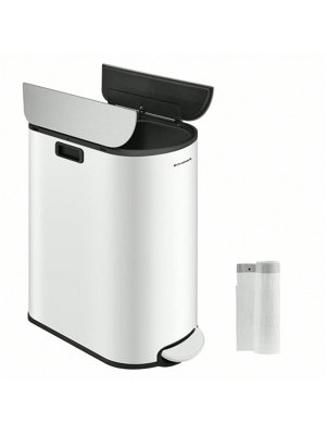 Double Kitchen Bin, 30L And 20L Dual Compartment Slim Bin For Recycling ...