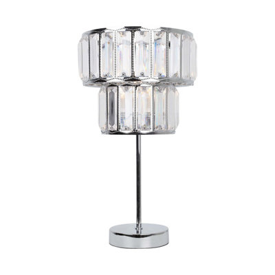 Double Layer Prism Jewelled Table Lamp Chrome and Clear | DIY at B&Q