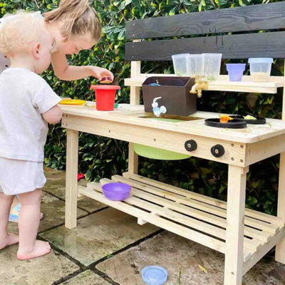Double Mud Kitchen - Premium Outdoor Kitchen for Kids - Play Set with ...