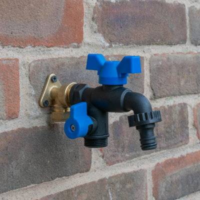 DOUBLE outlet ultra tough nylon garden tap,butterfly handle,1/2"bsp ...