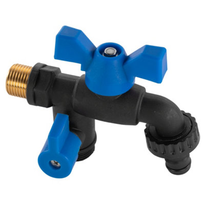 DOUBLE outlet ultra tough nylon garden tap,butterfly handle,1/2"bsp ...