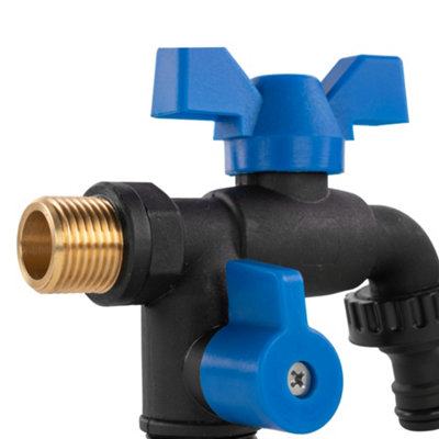 DOUBLE outlet ultra tough nylon garden tap,butterfly handle,1/2"bsp ...