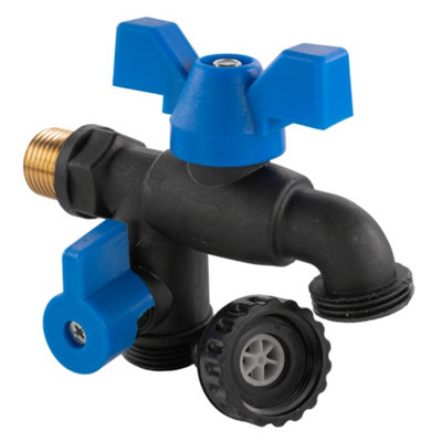 DOUBLE outlet ultra tough nylon garden tap,butterfly handle,1/2"bsp ...