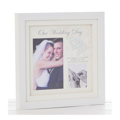 Double Photo Frame - Our Wedding Day (White Gloss)