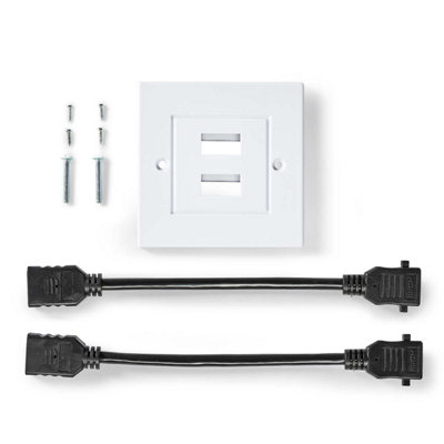 Double Port HDMI Flush Mount Wall Plate, Gold Plated, Supports 4K Ultra HD